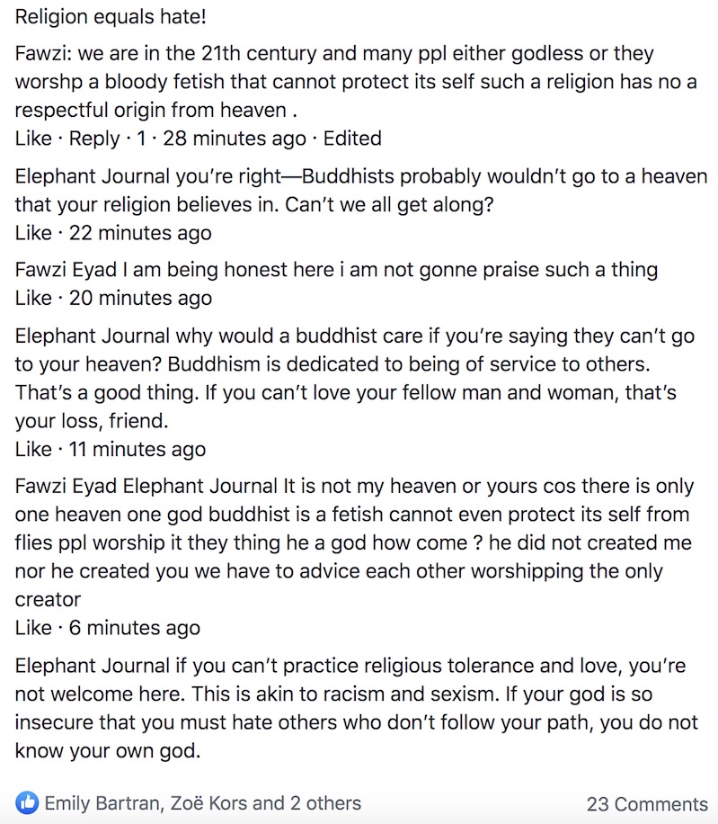 Religious Intolerance: a Facebook Encounter. | elephant journal