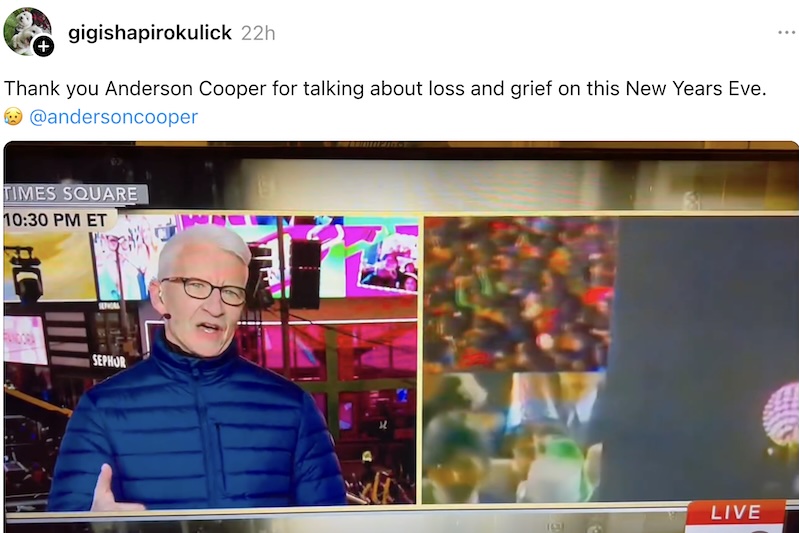 “Thank you Anderson Cooper for talking about loss & grief on this New ...